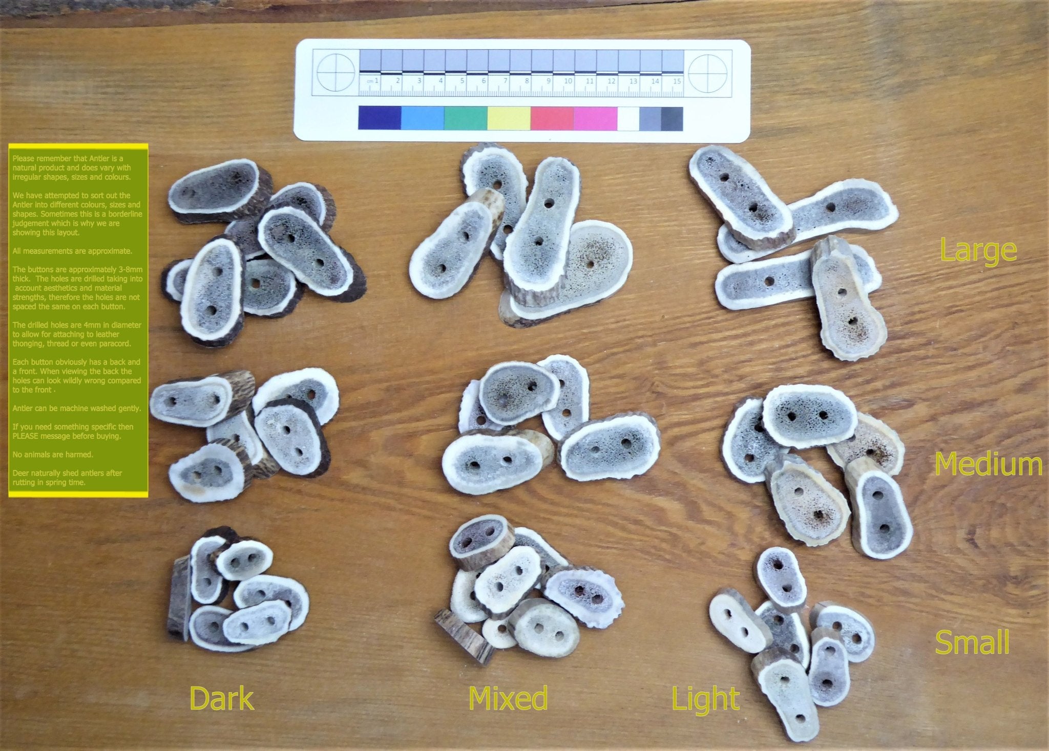 Small Antler Button - Lozenge or rectangle shape – Hugginsattic