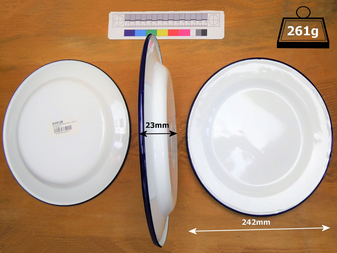 White Enamel Blue rim Mug,Bowl & Plate set – Hugginsattic